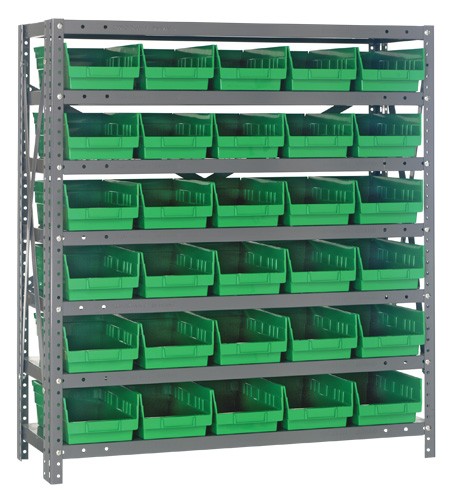 Plastic Shelf Bin Steel Shelving Unit - 1239-102 - 12" x 36" x 39"