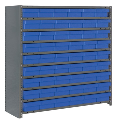 Steel Shelving Unit with Plastic Bins - 1239-401 - 12" x 36" x 39"