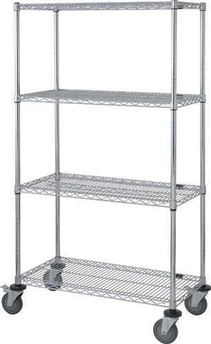 Mobile Chrome Wire Shelving Stem Caster Cart - MC4647