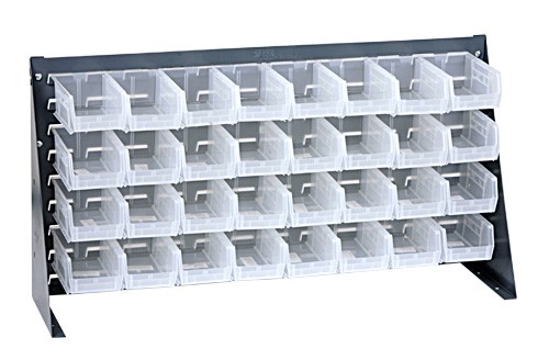 Louvered Bench Rack Plastic Bin Package - QBR-3619-220-32CL - 36x8x19