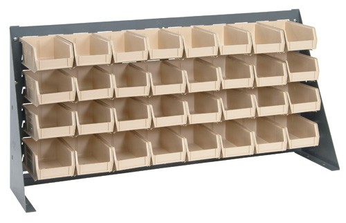 Louvered Bench Rack Plastic Bin System - QBR-3619-220-32 - 36 x 8 x 19