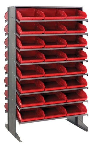 Double Sided Sloped Pick Rack Shelving with Plastic Bins - QPRD-109