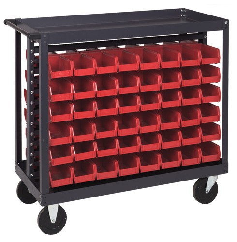 Mobile Ergonomic 7 Rail Steel Plastic Bin Cart - QRC-7D