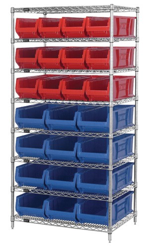Chrome Wire Shelving Unit with 24"L Stack Bin - WR8-950952