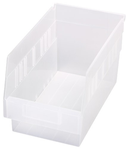 Nesting Clear Plastic 6" Shelf Bin - QSB202CL - 11-5/8" x 6-5/8" x 6"