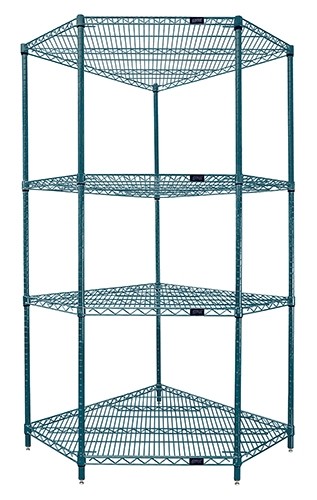 Proform Green Epoxy 4-Shelf Corner Wire Shelving Unit - WR74-2442CRNP