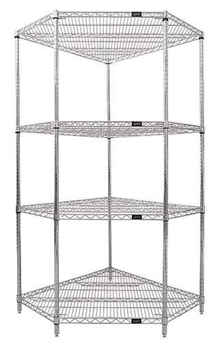 Chrome 4-Shelf Corner Wire Shelving Unit - WR74-2442CRNC