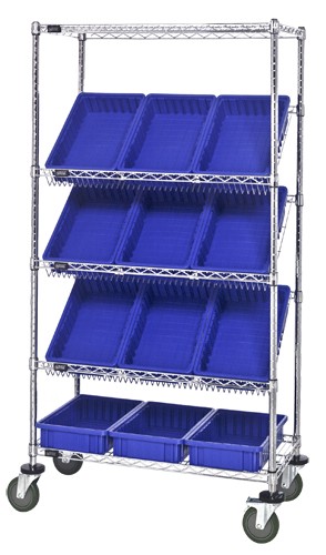 Slanted Chrome Wire Shelving Unit & Bins - WRS-5-92035 - 18 x 36 x 63 ...