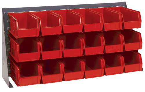 Louvered Bench Rack Plastic Bin System - QBR-3619-230-18 - 36 x 8 x 19