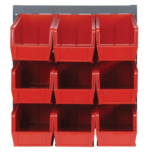 Wall Mount Louvered Panel with Hanging Plastic Bins - QLP-1819-230-9