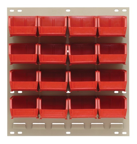 Wall Mount Louvered Panel with Plastic Hang Bins - QLP-1819BG-220-16