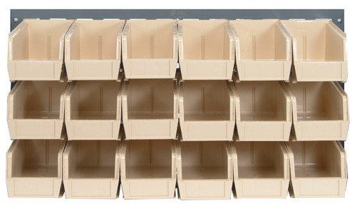 Wall Mount Louvered Panel with Plastic Hang Bins - QLP-3619-230-18