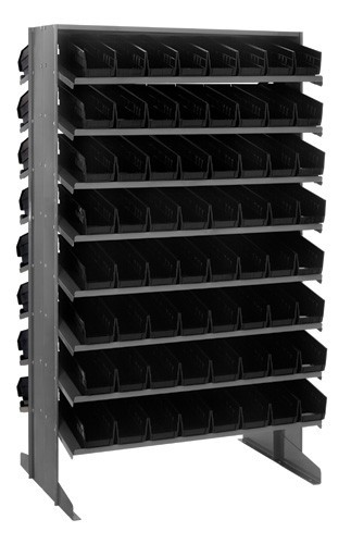 Double Sided Sloped Pick Rack Shelving with Plastic Bins - QPRD-101