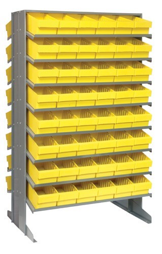 Double Sided Sloped Pick Rack Shelving with Plastic Bins - QPRD-601