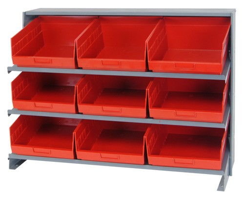 Sloped Pick Rack Shelving - QPRHA-209 - Plastic Bin Bench Rack | Bin ...