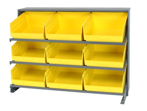 Sloped Pick Rack Shelving - QPRHA-209 - Plastic Bin Bench Rack | Bin ...