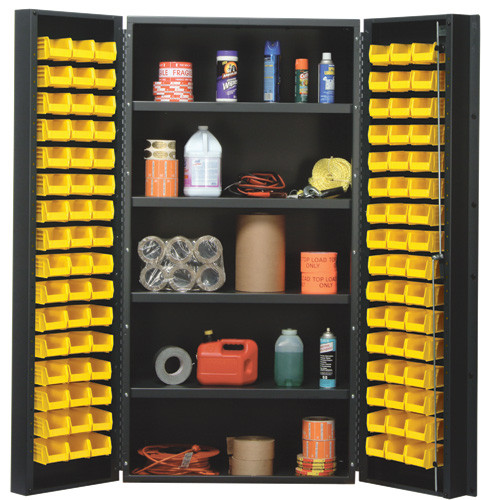 36" Wide Security Storage Cabinet with Plastic Bins - QSC-36-96-4IS