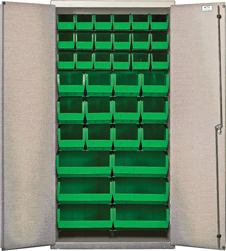 36" Wide Security Storage Cabinet with Plastic Bins - QSC-BG-36-FD