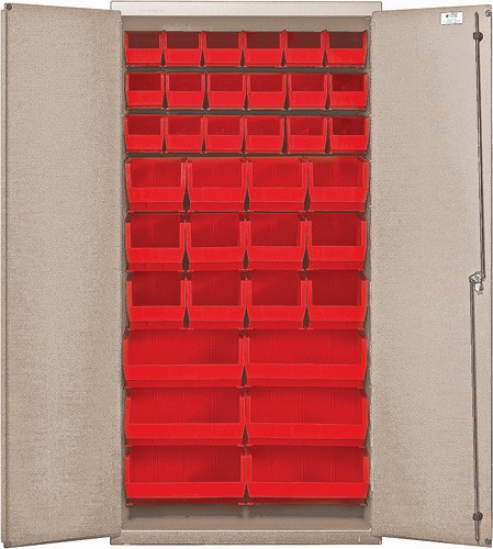 36" Wide Security Storage Cabinet with Plastic Bins - QSC-BG-36-FD