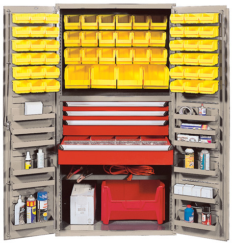 36" Wide Security Storage Cabinet with Plastic Bins - QSC-BG-3672-4D ...