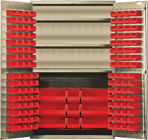 48" Wide Security Storage Cabinet with Plastic Bins - QSC-BG-48S | Bin ...