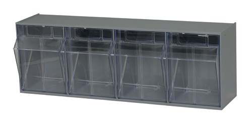 Clear Tip Out Tilt 4 Cup Compartment Bin Organizer - QTB304