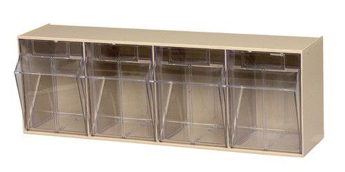 Clear Tip Out Tilt 4 Cup Compartment Bin Organizer - QTB304
