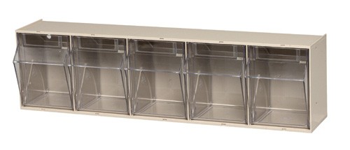 Clear Tip Out Tilt 5 Cup Compartment Bin Organizer - QTB305