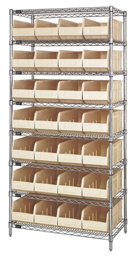 Plastic Stackable Storage Bin Wire Shelving Units - WR8-443 | Bin-Store.com