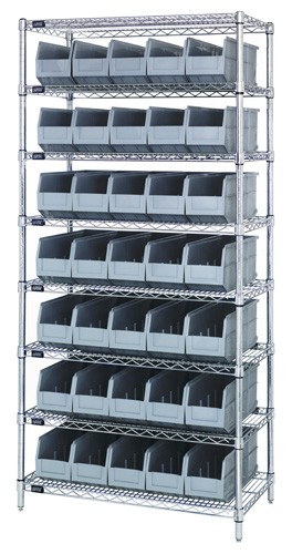 Plastic Stackable Storage Bin Wire Shelving Units - WR8-461