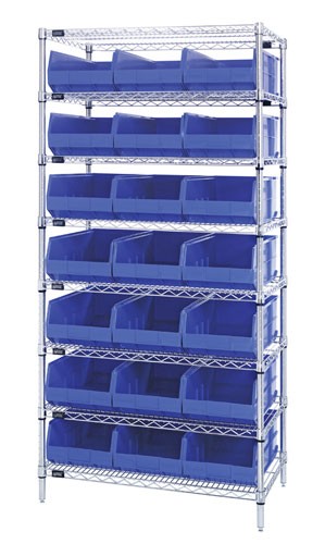 Plastic Stackable Storage Bin Wire Shelving Units - WR8-485