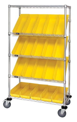 Chrome Wire Shelving Slanted Shelf Cart - WRCSL5-63-1836-104 -18x36x69