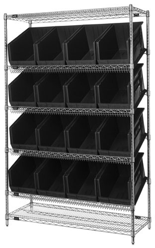 Storage Bin Slanted Wire Shelving Units - WRSL6-74-1848-260