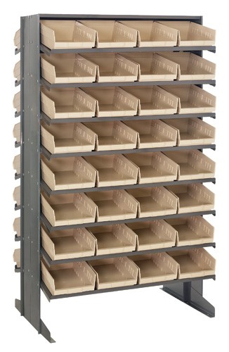 Double Sided Sloped Pick Rack Shelving with Plastic Bins - QPRD-107