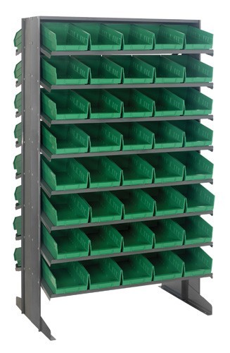 Double Sided Sloped Pick Rack Shelving with Plastic Bins - QPRD-102