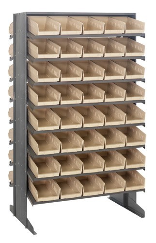 Double Sided Sloped Pick Rack Shelving with Plastic Bins - QPRD-102
