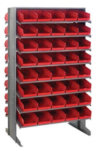 Double Sided Sloped Pick Rack Shelving with Plastic Bins - QPRD-102