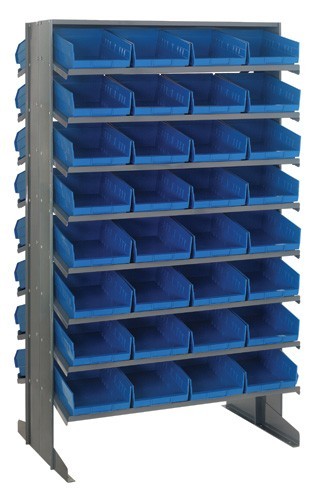 Double Sided Sloped Pick Rack Shelving with Plastic Bins - QPRD-107