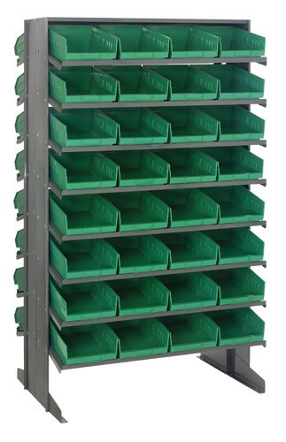 Double Sided Sloped Pick Rack Shelving with Plastic Bins - QPRD-107