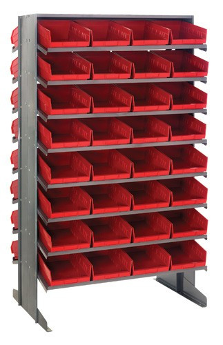 Double Sided Sloped Pick Rack Shelving with Plastic Bins - QPRD-107
