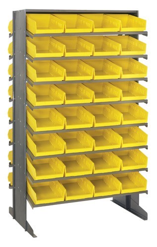 Double Sided Sloped Pick Rack Shelving with Plastic Bins - QPRD-107