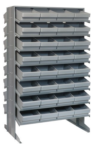 Double Sided Sloped Pick Rack Shelving with Plastic Bins - QPRD-701