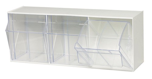 Plastic Clear Tip Out Tilt Bin 3 Compartment Organizer - QTB303