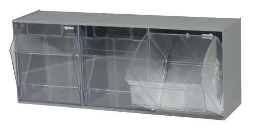 Plastic Clear Tip Out Tilt Bin 3 Compartment Organizer - QTB303