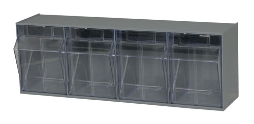 Plastic Clear Tip Out Tilt Bin 4 Compartment Organizer - QTB304
