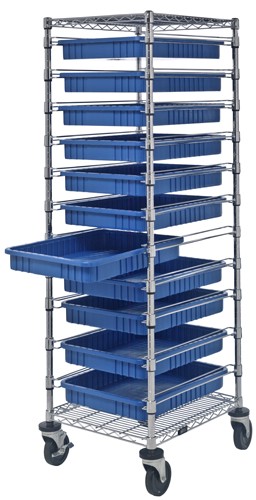 Chrome Wire Shelving Bin Transport Cart - BC212469M2