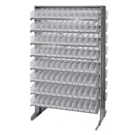 Double Sided Sloped Pick Rack Shelving with Plastic Bins - QPRD-100CL