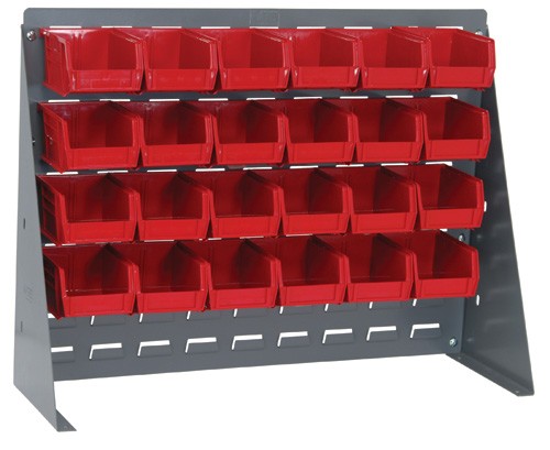 Louvered Bench Rack Plastic Bin System - QBR-2721-210-24 - 27 x 8 x 21