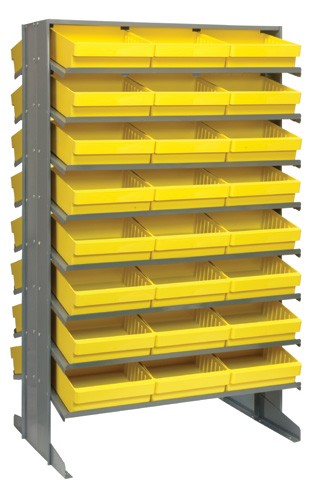 Double Sided Sloped Pick Rack Shelving with Plastic Bins - QPRD-801
