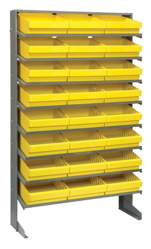 Single Sided Sloped Pick Rack Shelving with Plastic Bins - QPRS-801